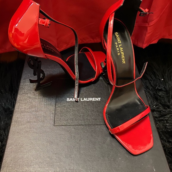 Yves Saint Laurent | Shoes | Saint Laurent Red Ysl Opyum Ankle Strap ...